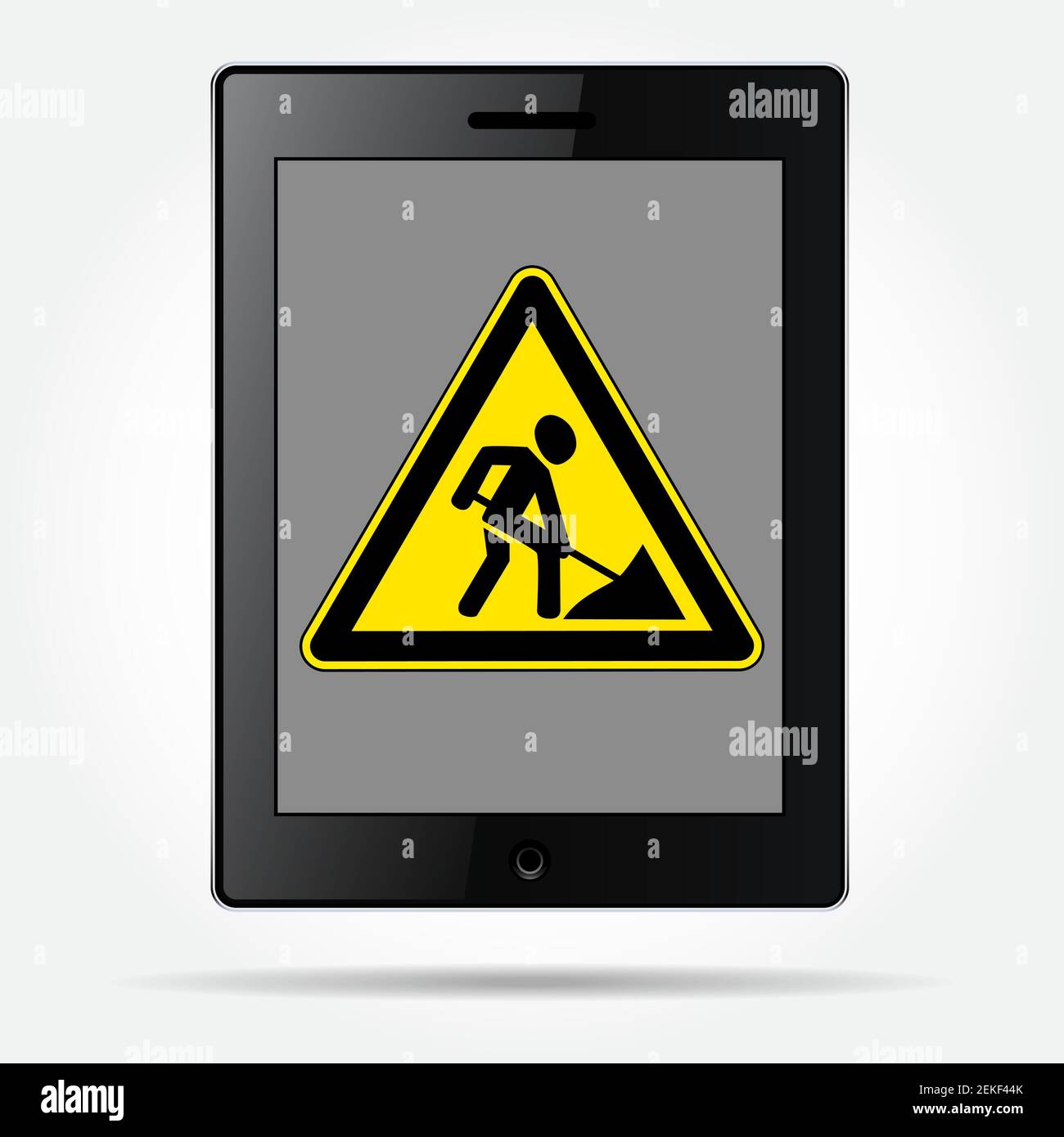 Black tablet with image sign of repair work. Repair of electronic ...
