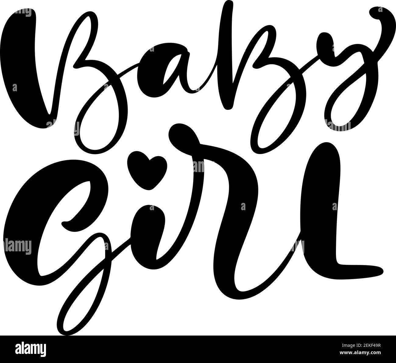 Baby girl vector handwritten child calligraphy lettering text. Children ...