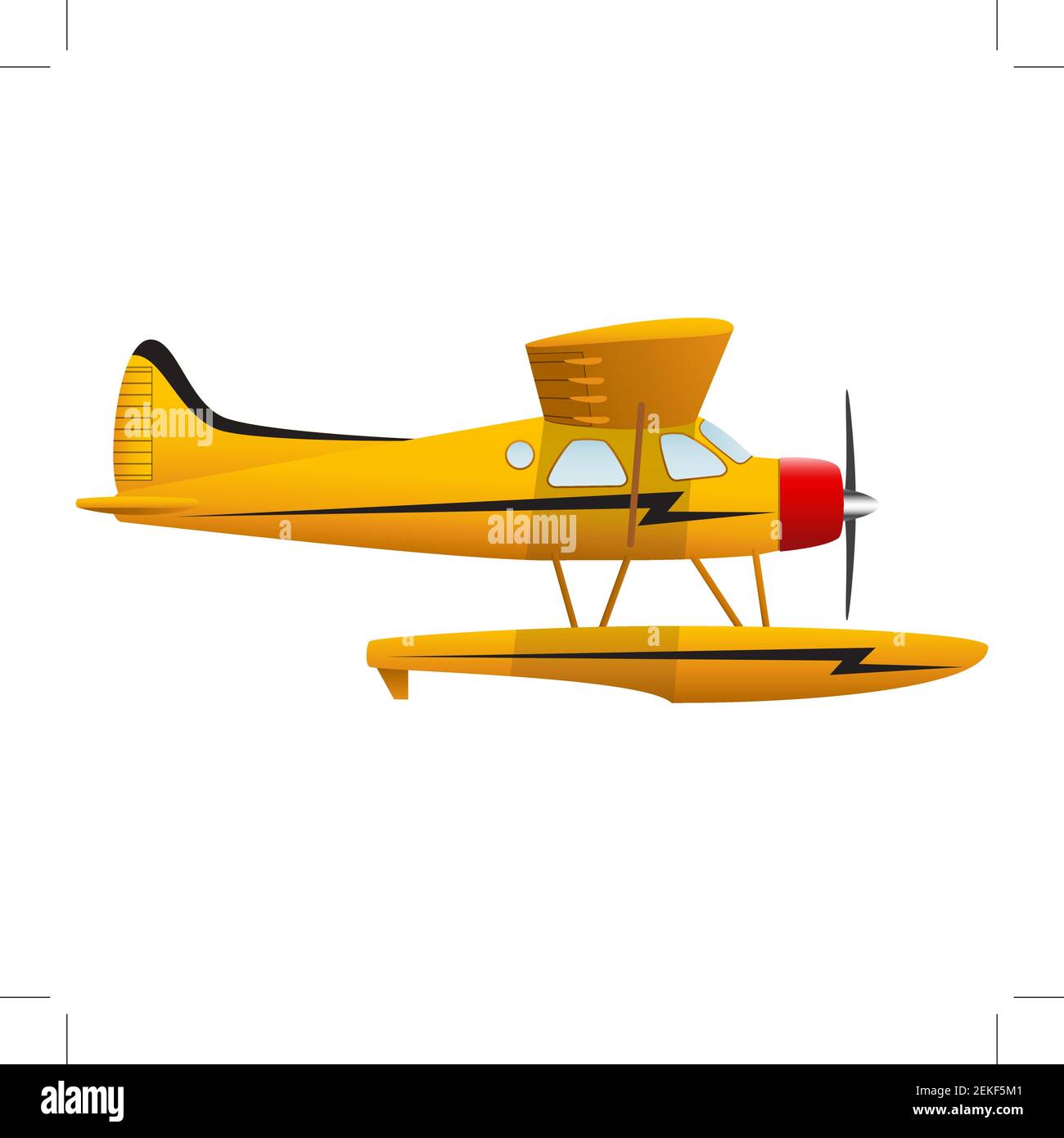 Yellow seaplane. Airplane on white background. Isolated object. Vector ...