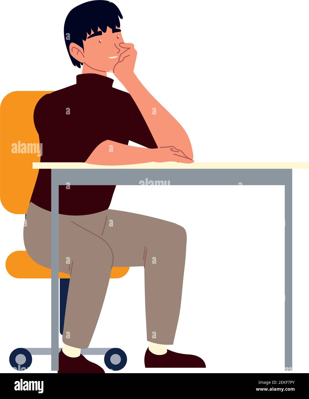 bored employee man working, procrastinating vector illustration ...