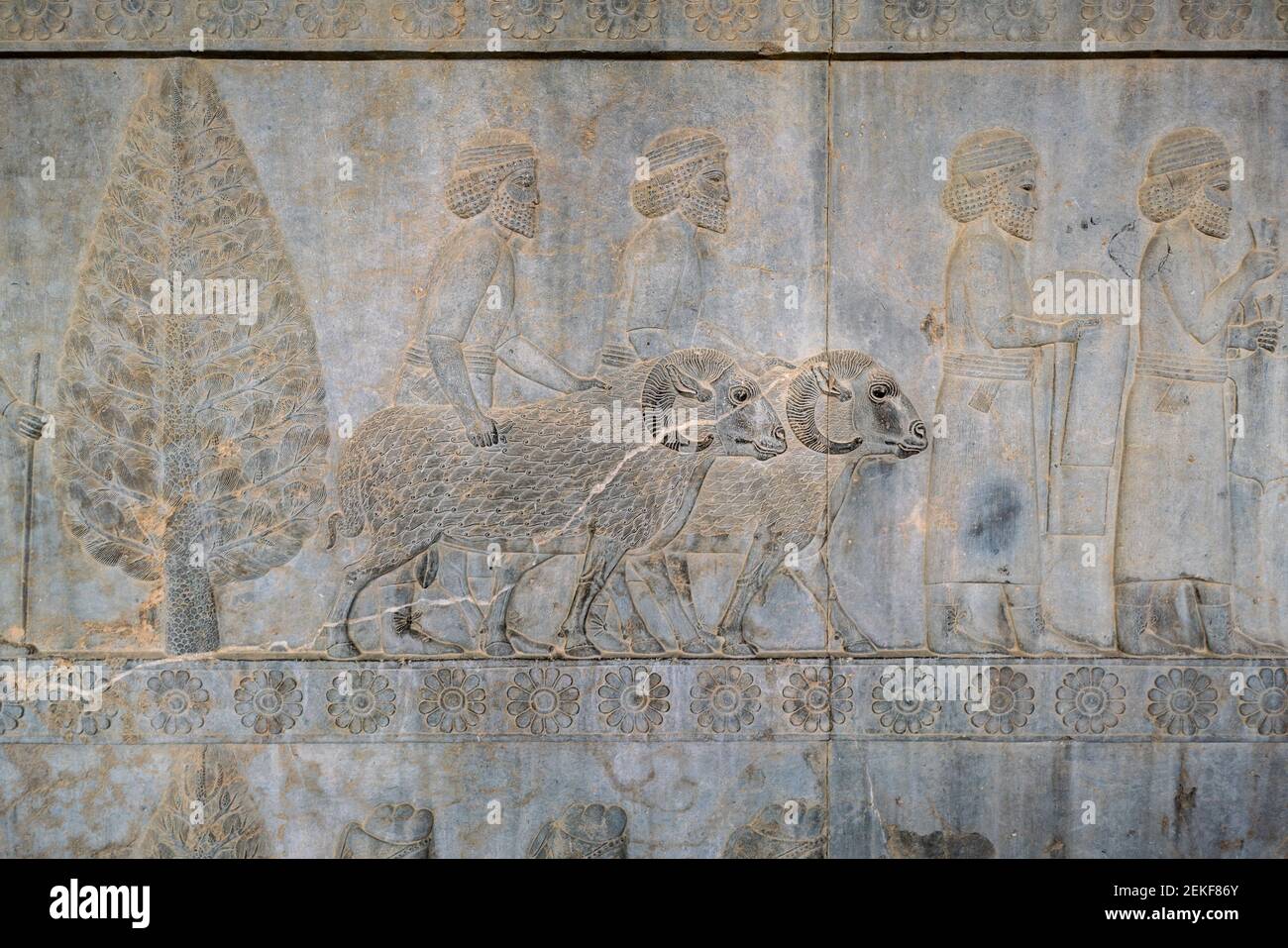 Ruins, statues and murals of ancient persian city of Persepolis in Iran ...