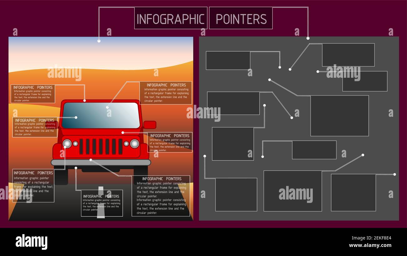 Infographic pointers. Frame and a text box with the extension line and ...