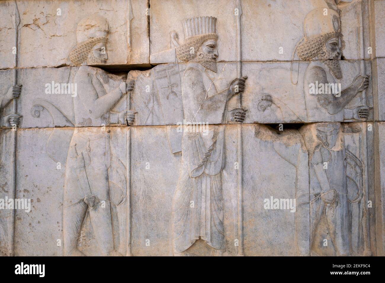 Ruins, statues and murals of ancient persian city of Persepolis in Iran ...