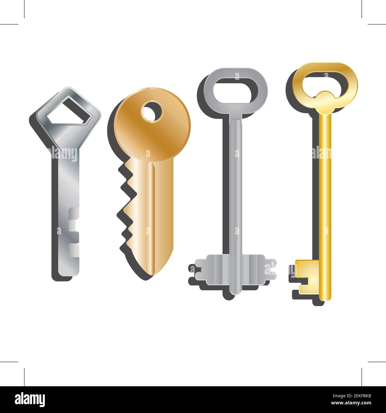 Set of different keys. Isolated objects. Vector Image Stock Vector ...