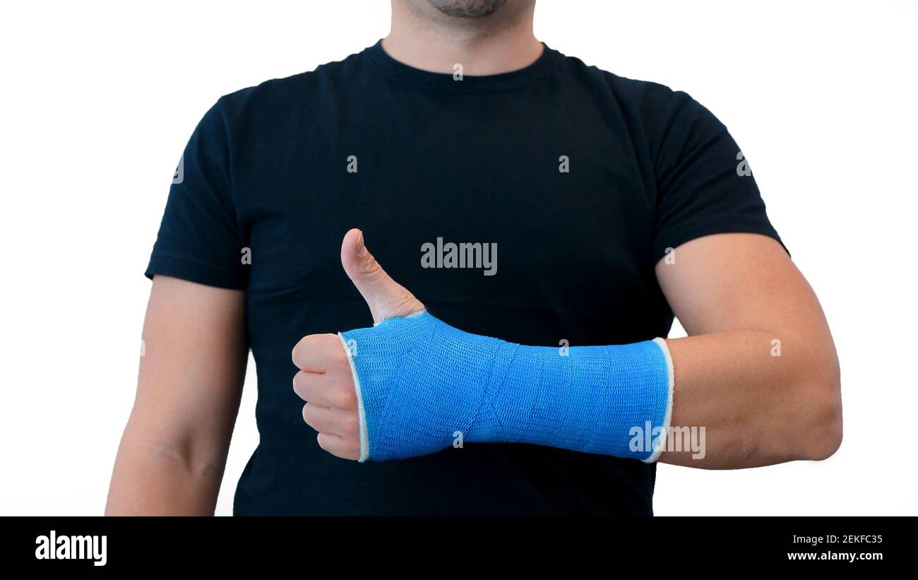 Man shows plaster cast hi-res stock photography and images - Alamy