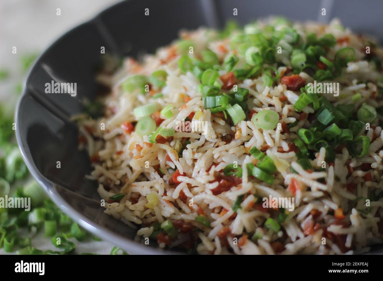 fried rice, an easy Chinese dish to prepare at home. Served in a flower ...