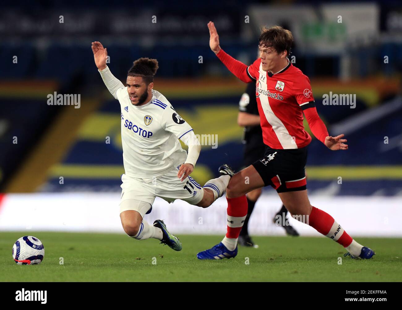Leeds United's Tyler Roberts (left) and Southampton's Jannik ...