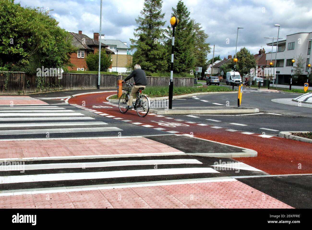 Cyclist seen at the roundabout. Britain's first Dutch-style roundabout ...