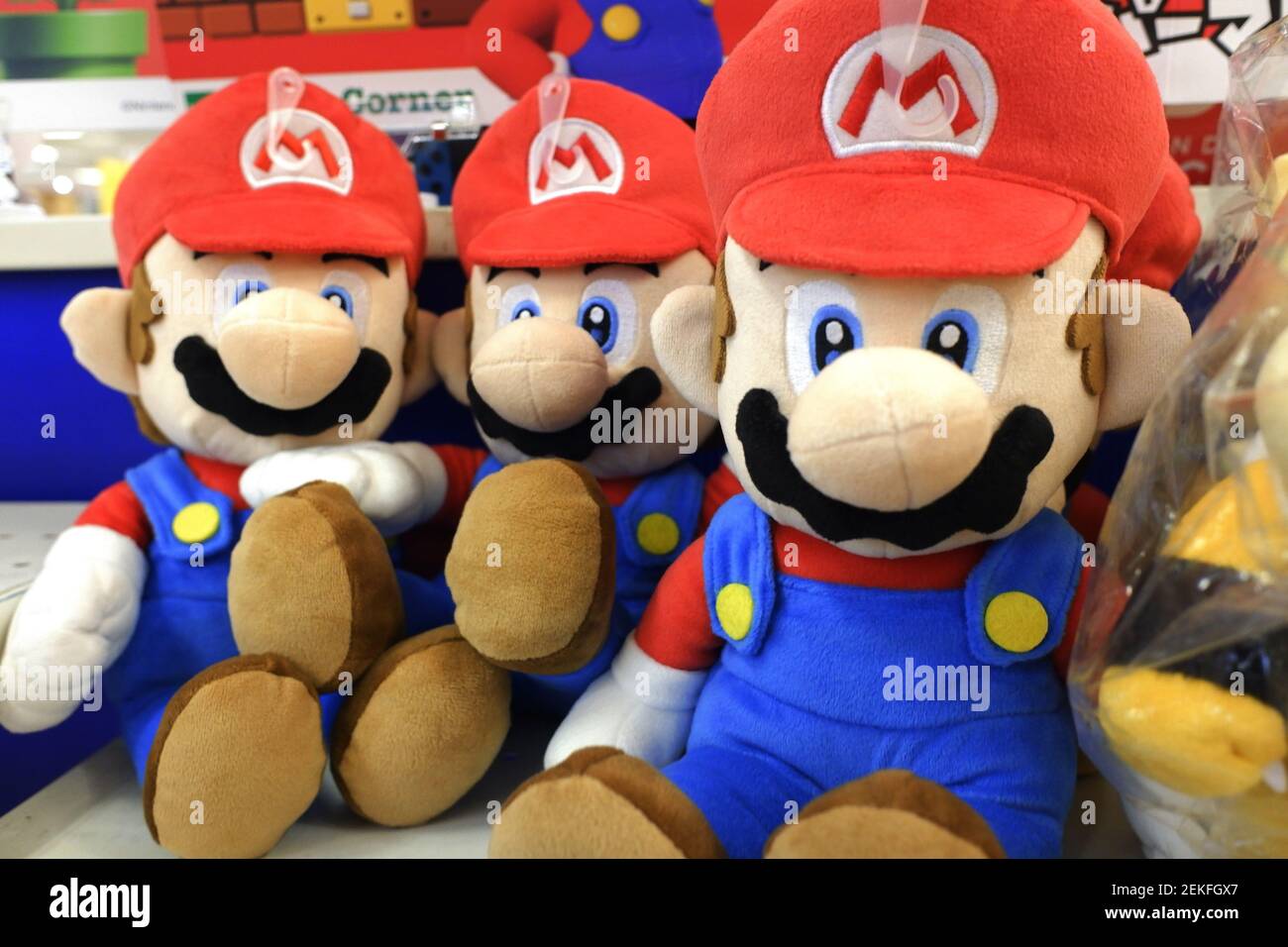 Mario are displayed at Pokemon Center Shibuya at Shibuya Parco, a ...