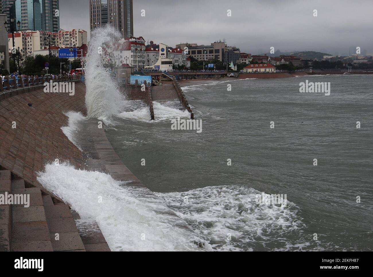 Huge waves continuously attack the shore as the strongest typhoon of ...