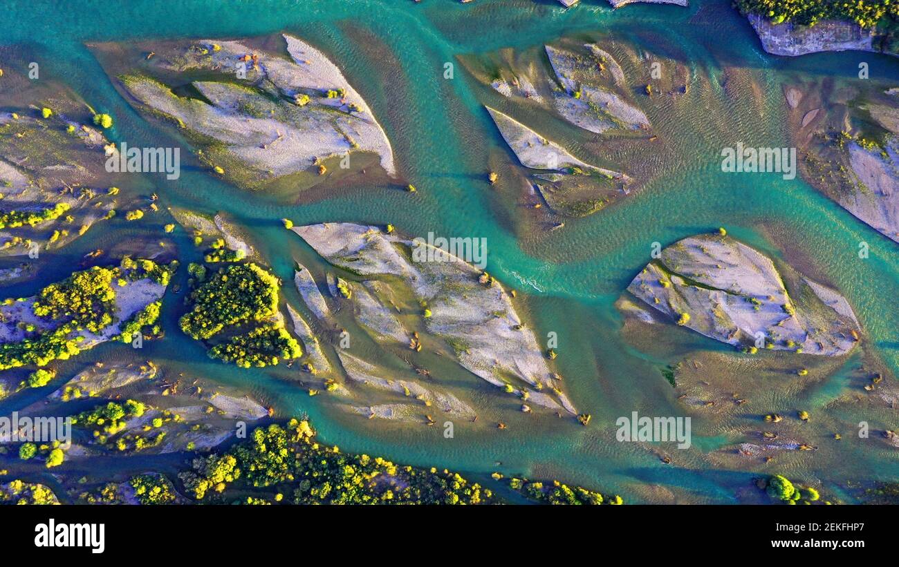 Aerial view of Kaidu River in Xinjiang Uyghur autonomous region,26 ...