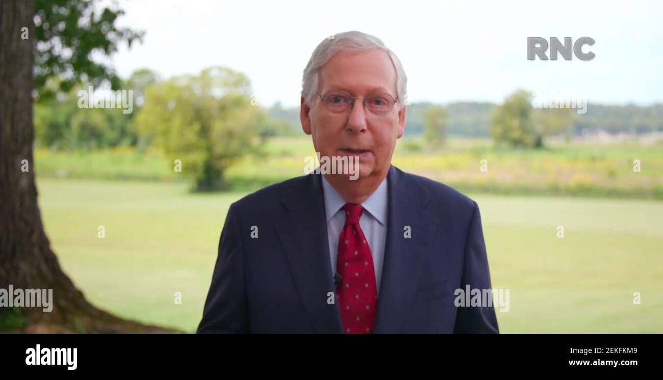 Mitch McConnell, Kentucky Senator, speaks during the fourth day of the ...
