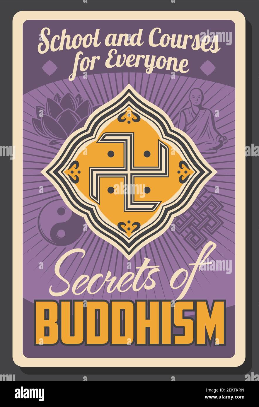 Buddhism religious center and Buddhist learning school vintage poster ...