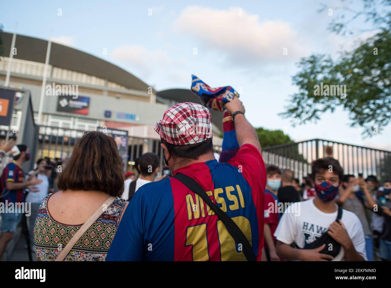 Protester wearing a Messi t-shirt during the demonstration. Fans of FC ...