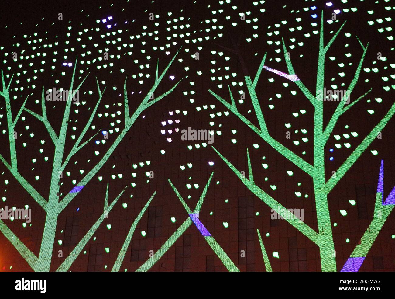 View of the LED lighted tree building in Huhhot city, north China's ...