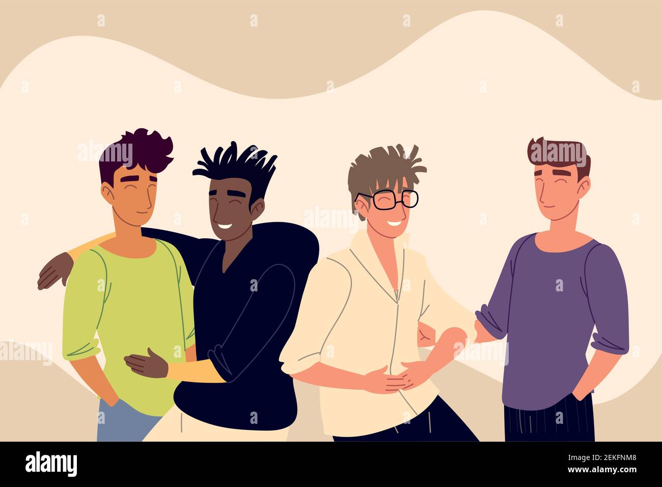 men young group friendly together Stock Vector Image & Art - Alamy