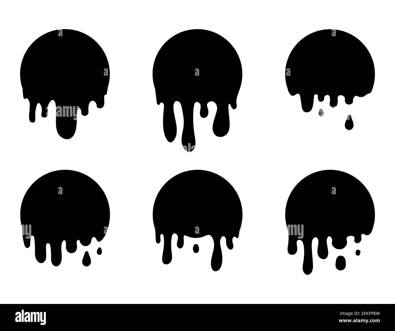 Circle dripping splatter. Round luquid logo. Milk chocolate oil caramel ...