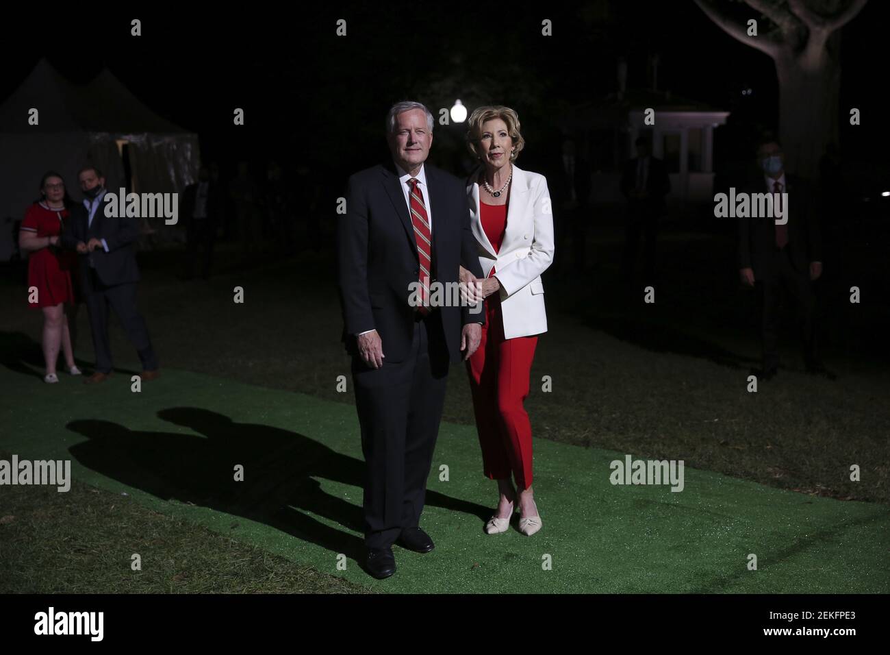 White House Chief of Staff Mark Meadows and wife Debbie leave arrive to ...