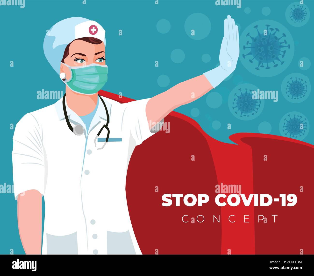 Superhero Female Doctor fighting against virus illustration vector ...