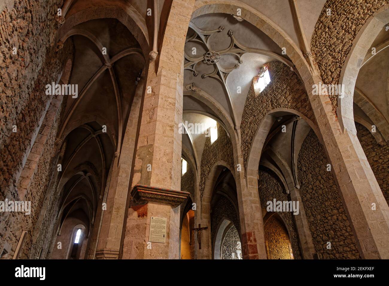 PEROUGES, FRANCE, February 23, 2021 : Inside the fortified church. The ...