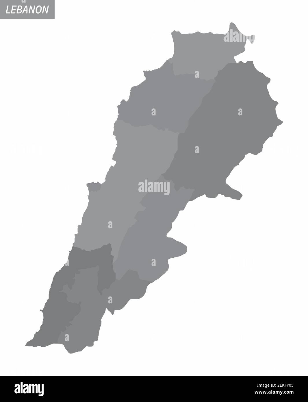 The Lebanon isolated map divided in grayscale areas Stock Vector Image ...