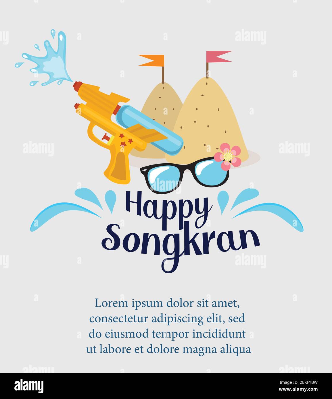 Happy Songkran festival Thailand beautiful design background, vector ...
