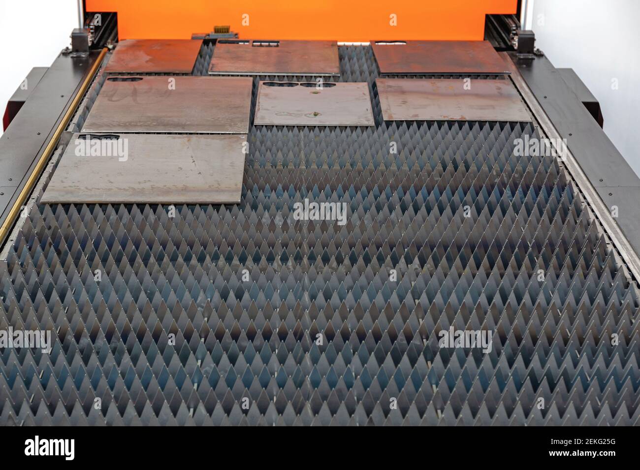 Fiber Laser Cutting Machine Table in Workshop Stock Photo - Alamy