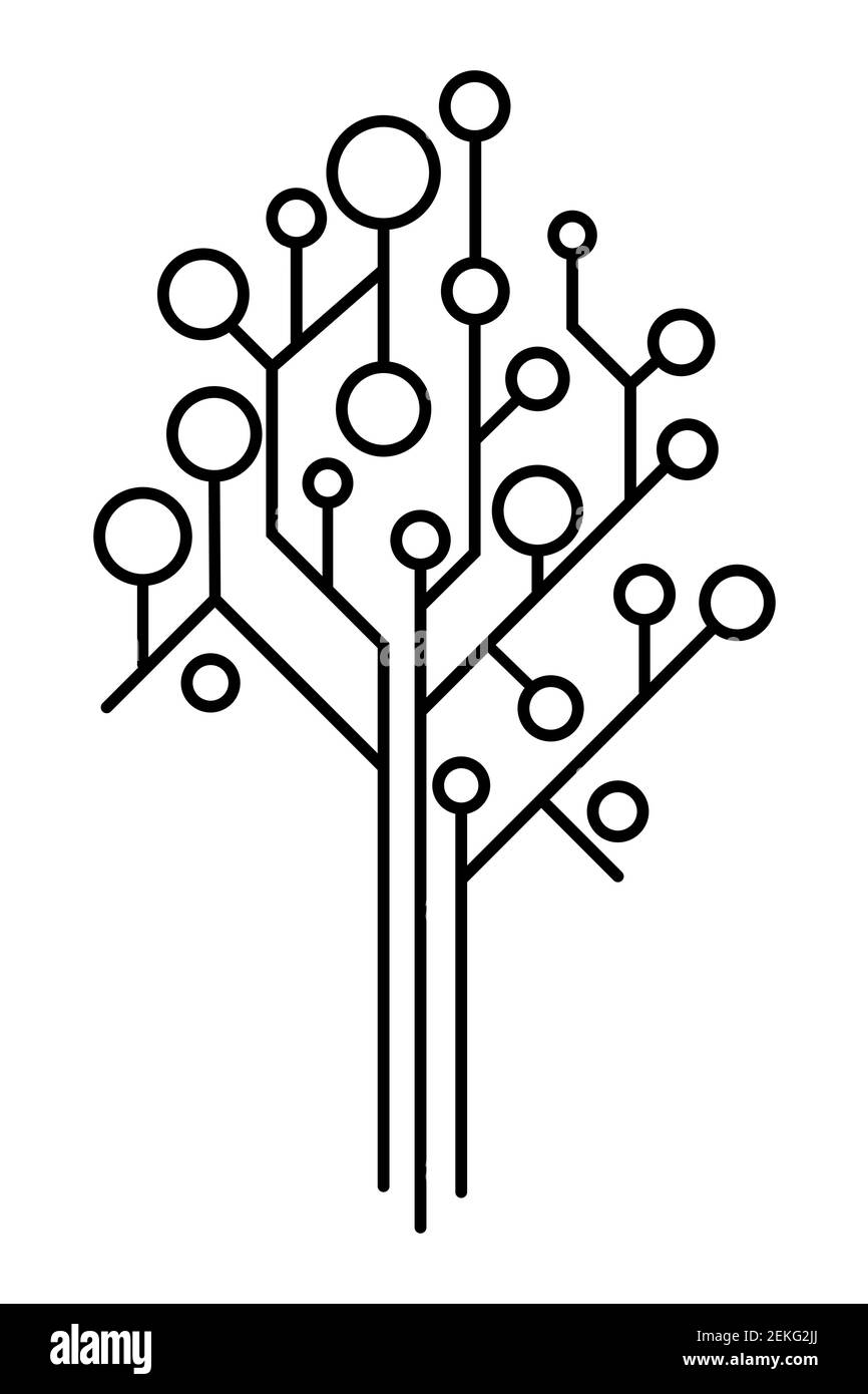 Smart technology logo, tree shape design. Business concept icon. Black ...