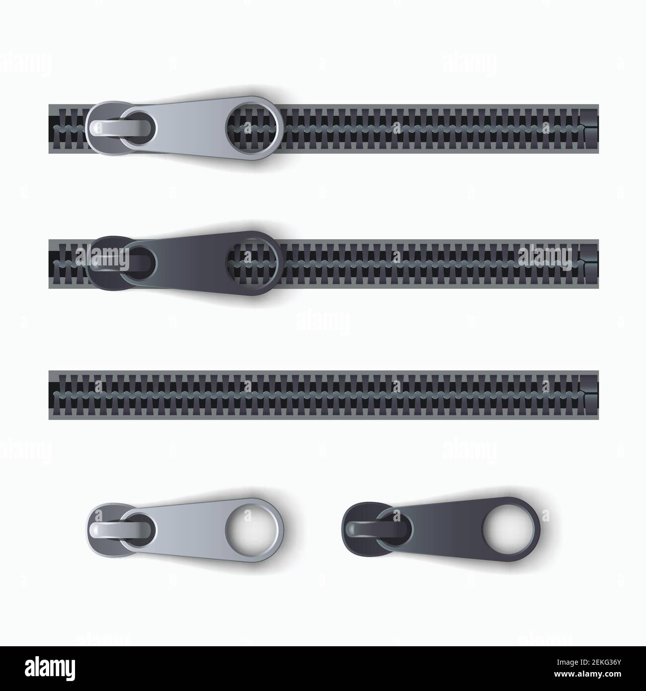 realistic zipper set isolated on white back Stock Vector Image & Art ...