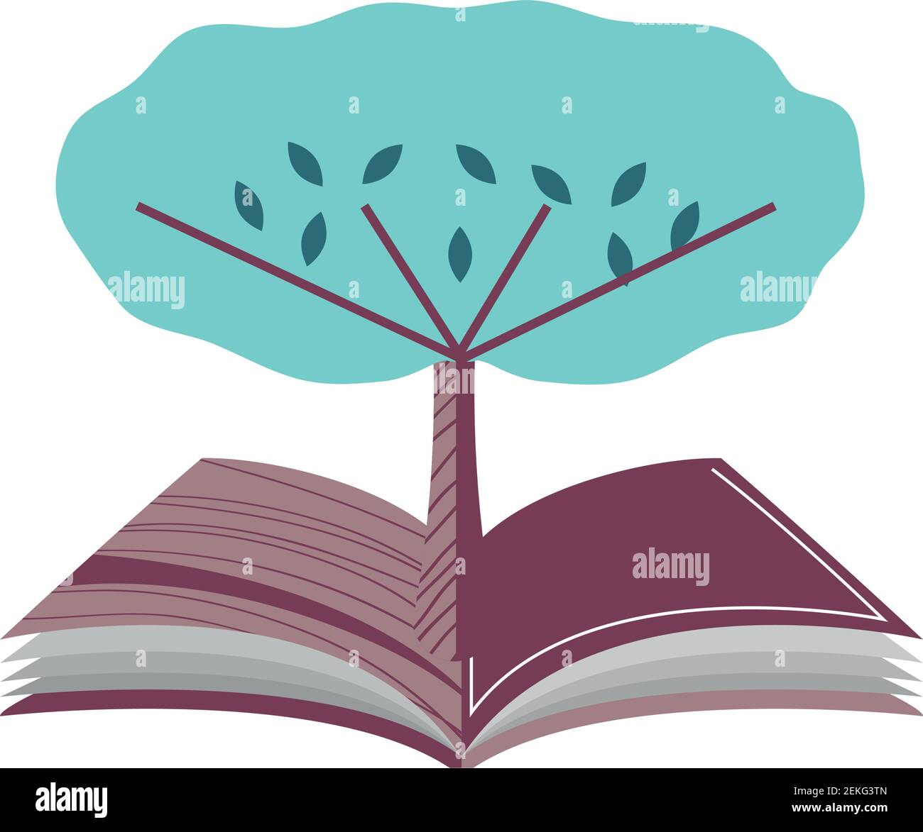 open book with tree nature literature vector illustration cartoon icon ...