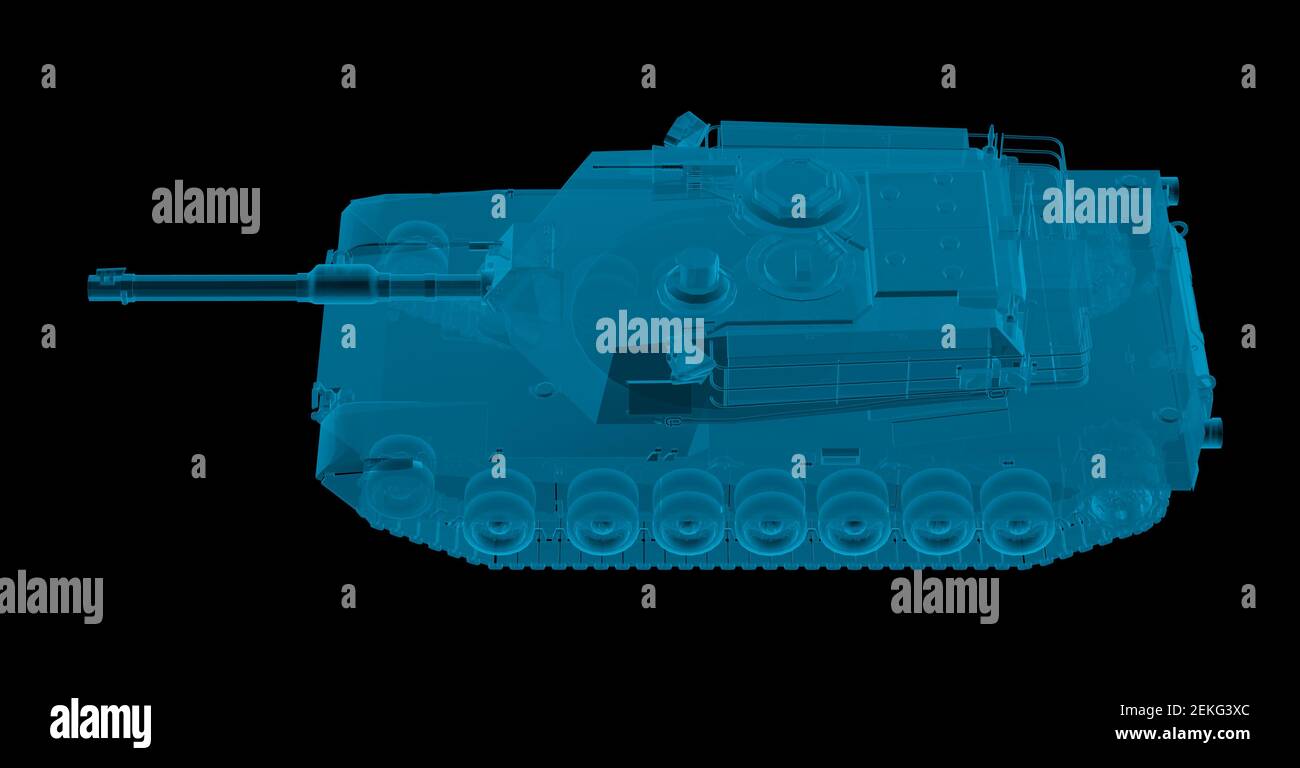 military tank above view in x-ray. 3d rendering Stock Photo - Alamy