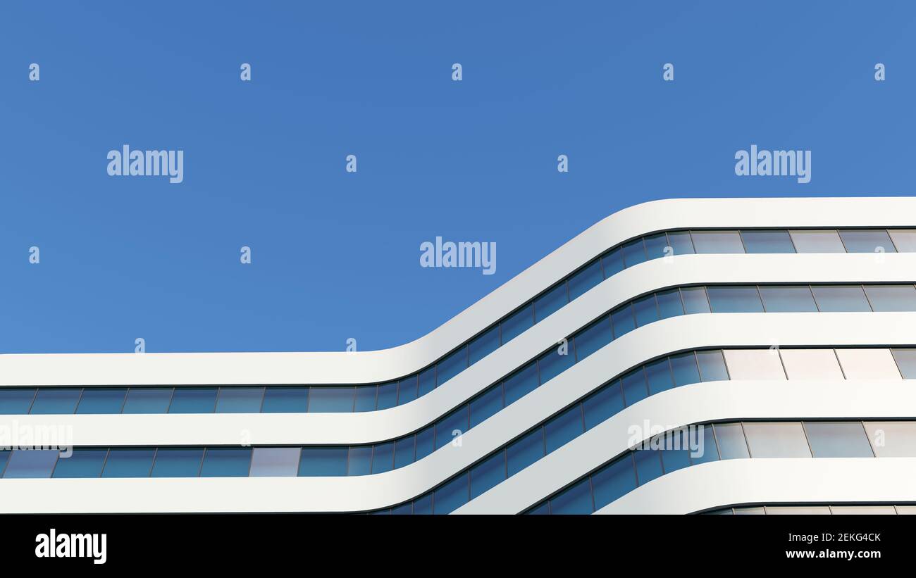 bottom view of the curve wall building. 3d rendering Stock Photo - Alamy