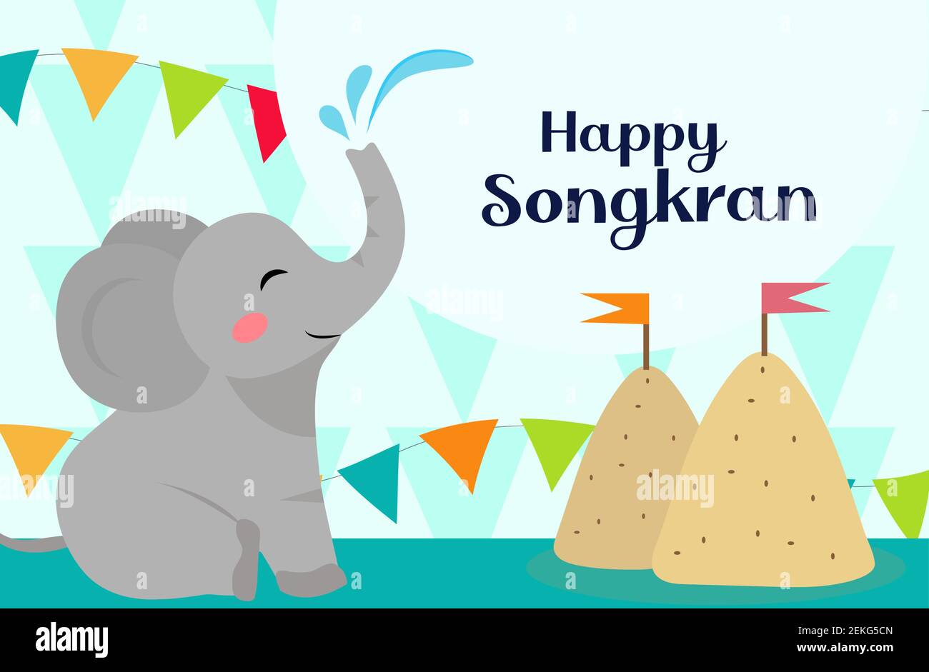 Happy Songkran festival Thailand beautiful design background, vector ...