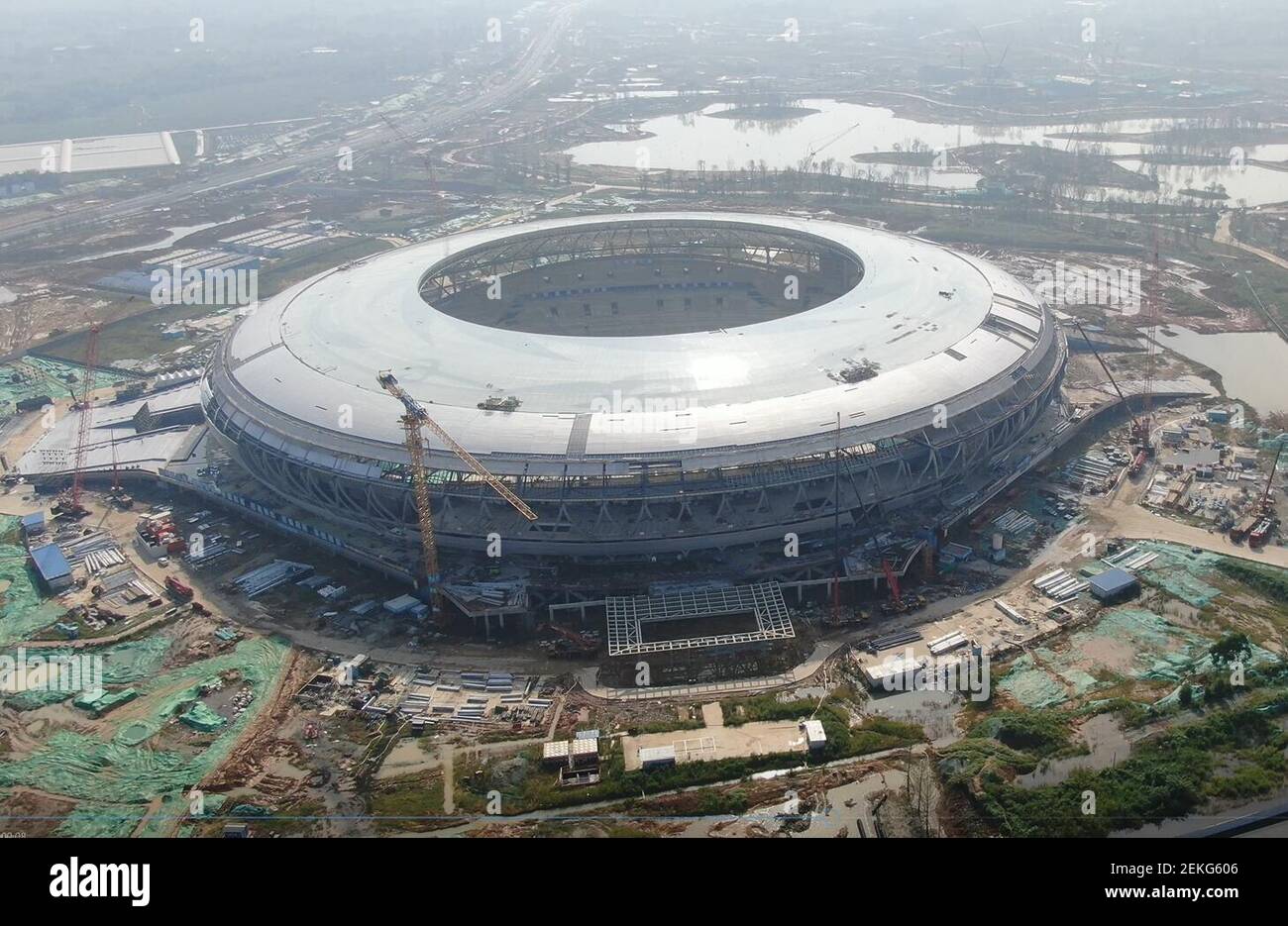 An aerial view of the 40,000-capacity stadium, which will be the main ...