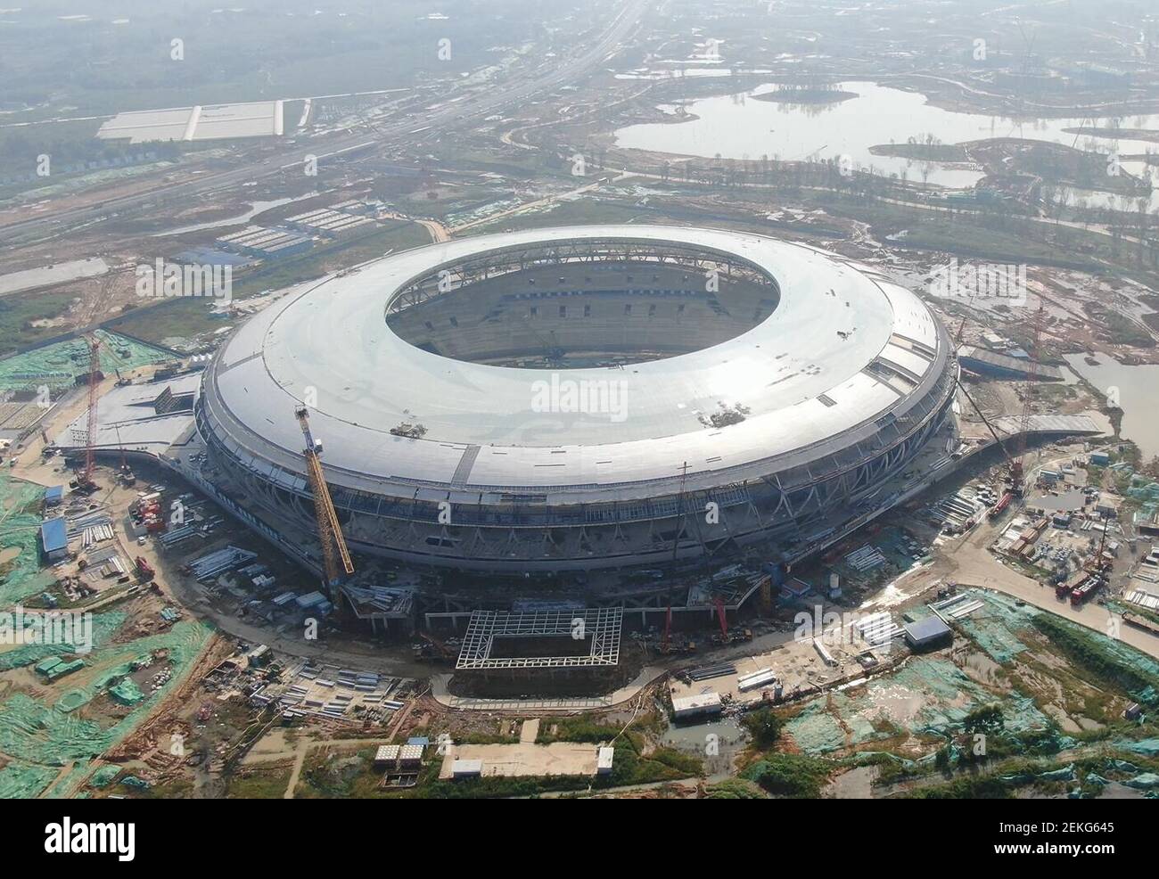 An aerial view of the 40,000-capacity stadium, which will be the main ...
