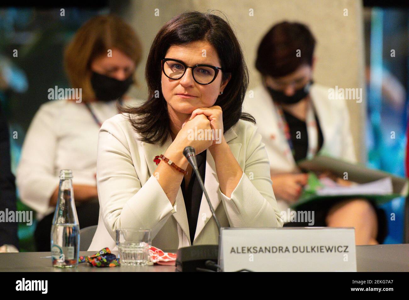 Mayor of Gdansk Aleksandra Dulkiewicz seen during the debate at the ...