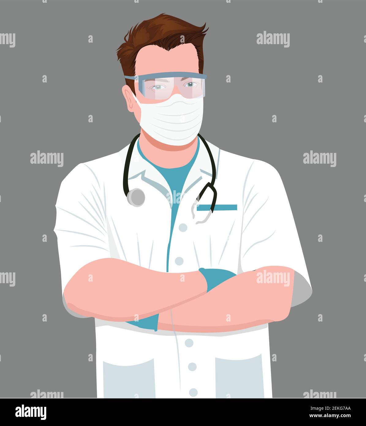 Confident Male Doctor illustration vector. Professional male doctor ...