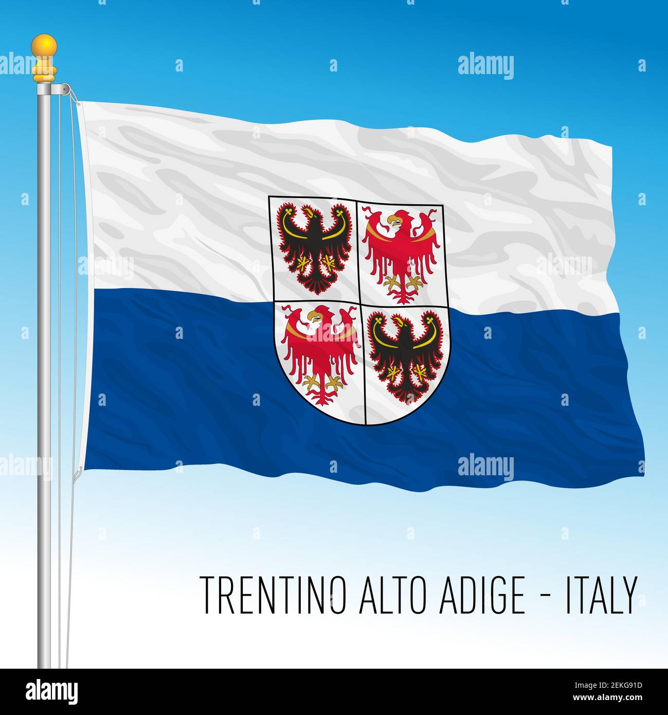 Trentino Alto-Adige, flag of the region, Italian Republic, vector ...