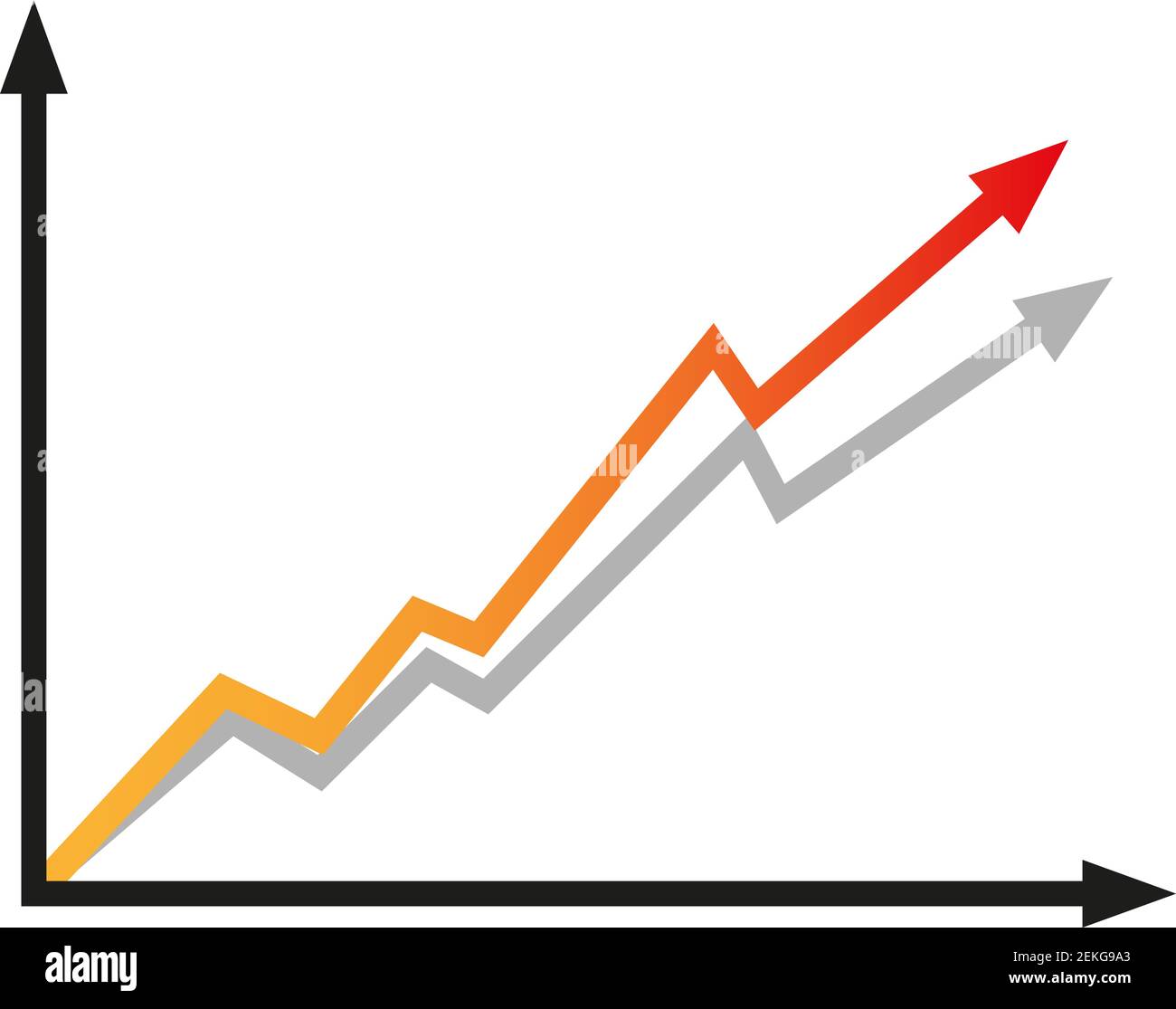 Graph with increase report. Diagram with rise and gain progress. Vector ...