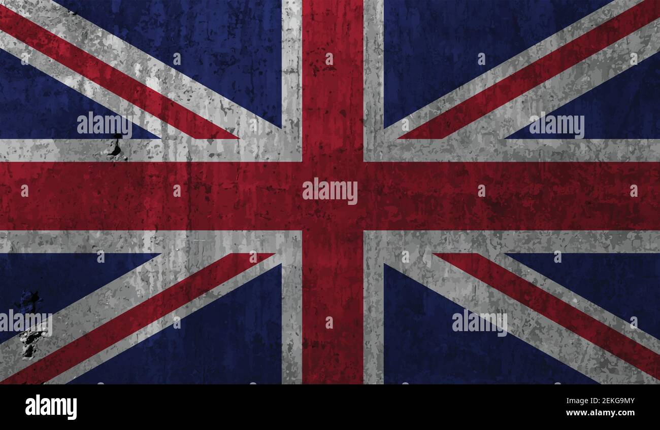 Vintage United Kingdom flag with grunge texture, scratches and brush ...
