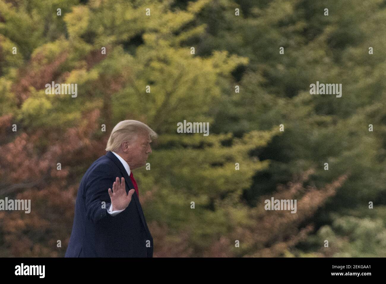 US President Donald Trump, returns to the White House, in Washington ...