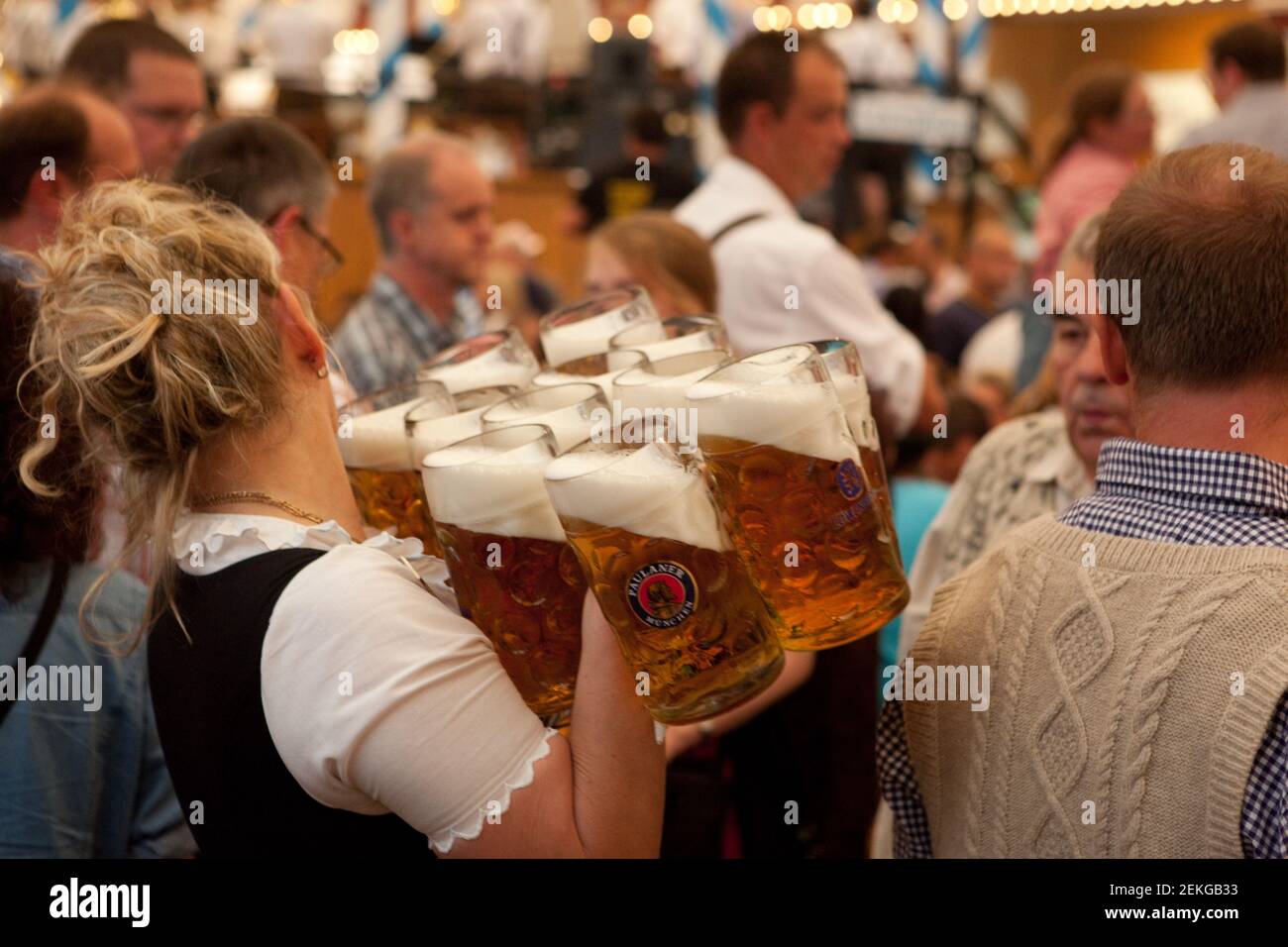 Oktoberfest waitress carrying beers hi-res stock photography and images ...