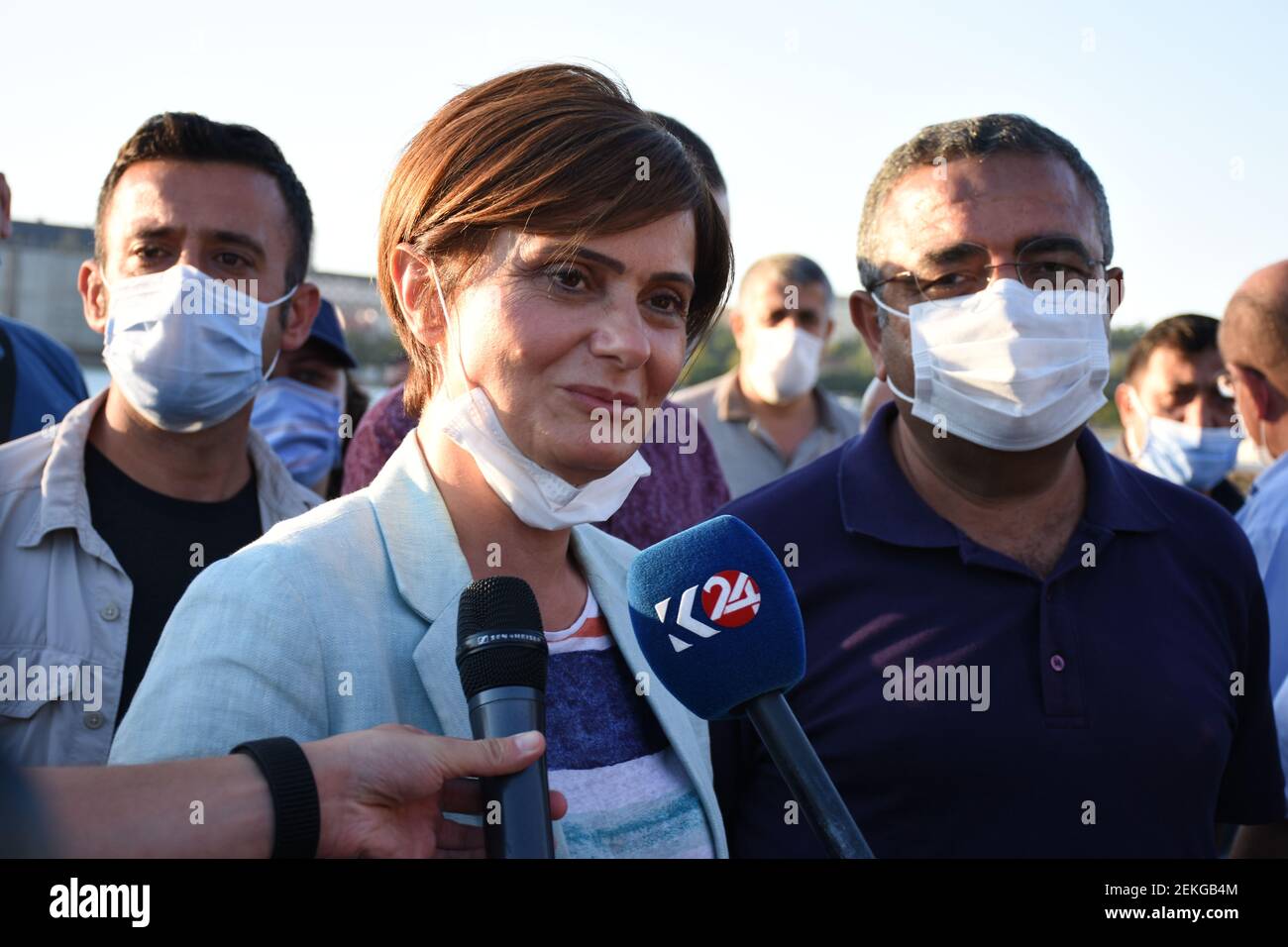 Republican People's Party (CHP) Istanbul Chair Canan Kaftancioglu (C ...