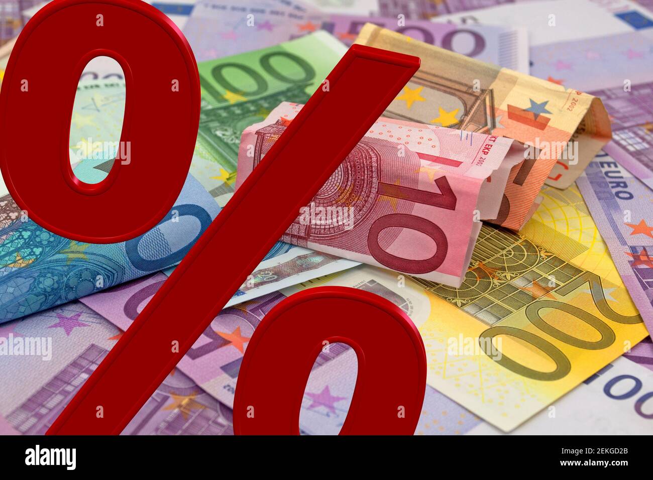 Percentage symbol as a 3D illustration in front of money Stock Photo ...