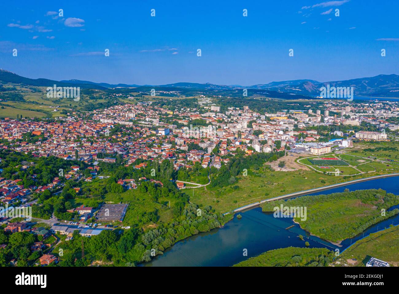 Aerial view of Bulgarian town Kardzhali Stock Photo - Alamy