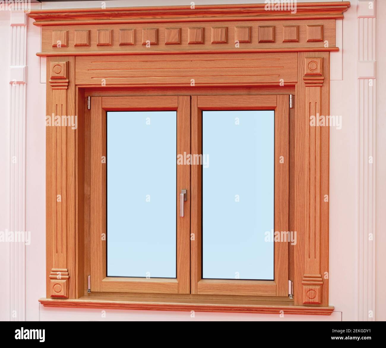 Classic Style Wooden Window With Wooden Decor Stock Photo - Alamy