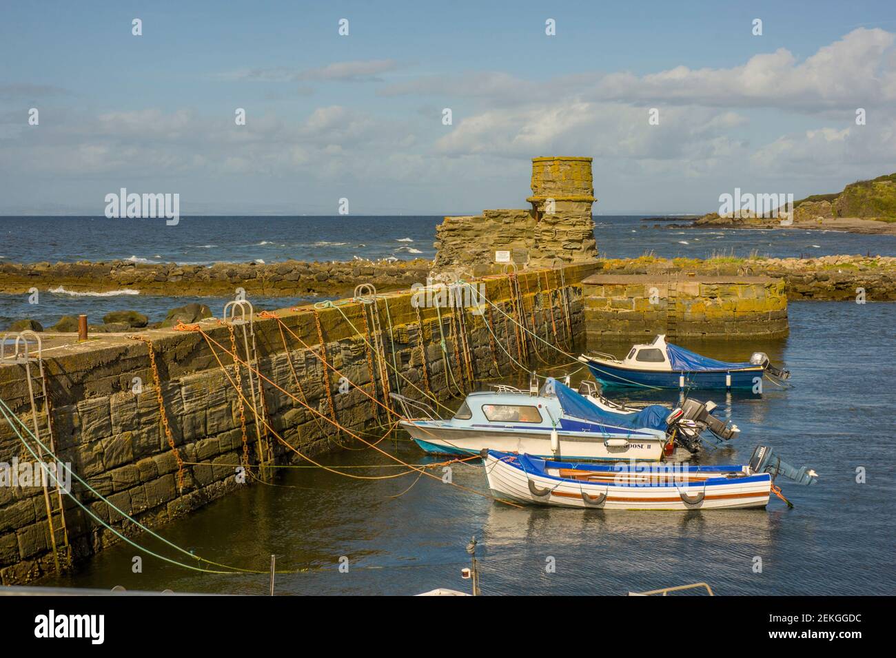 Boats in the harbour at Dunure Ayrshire at high tide Stock Photo - Alamy