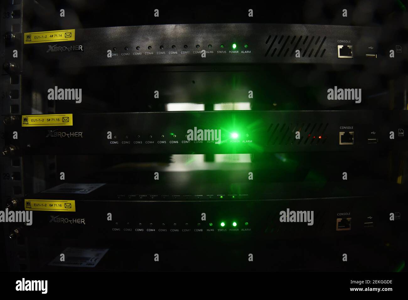 HANGZHOU, CHINA - SEPTEMBER 1, 2020 - Blade server on cabinet ...