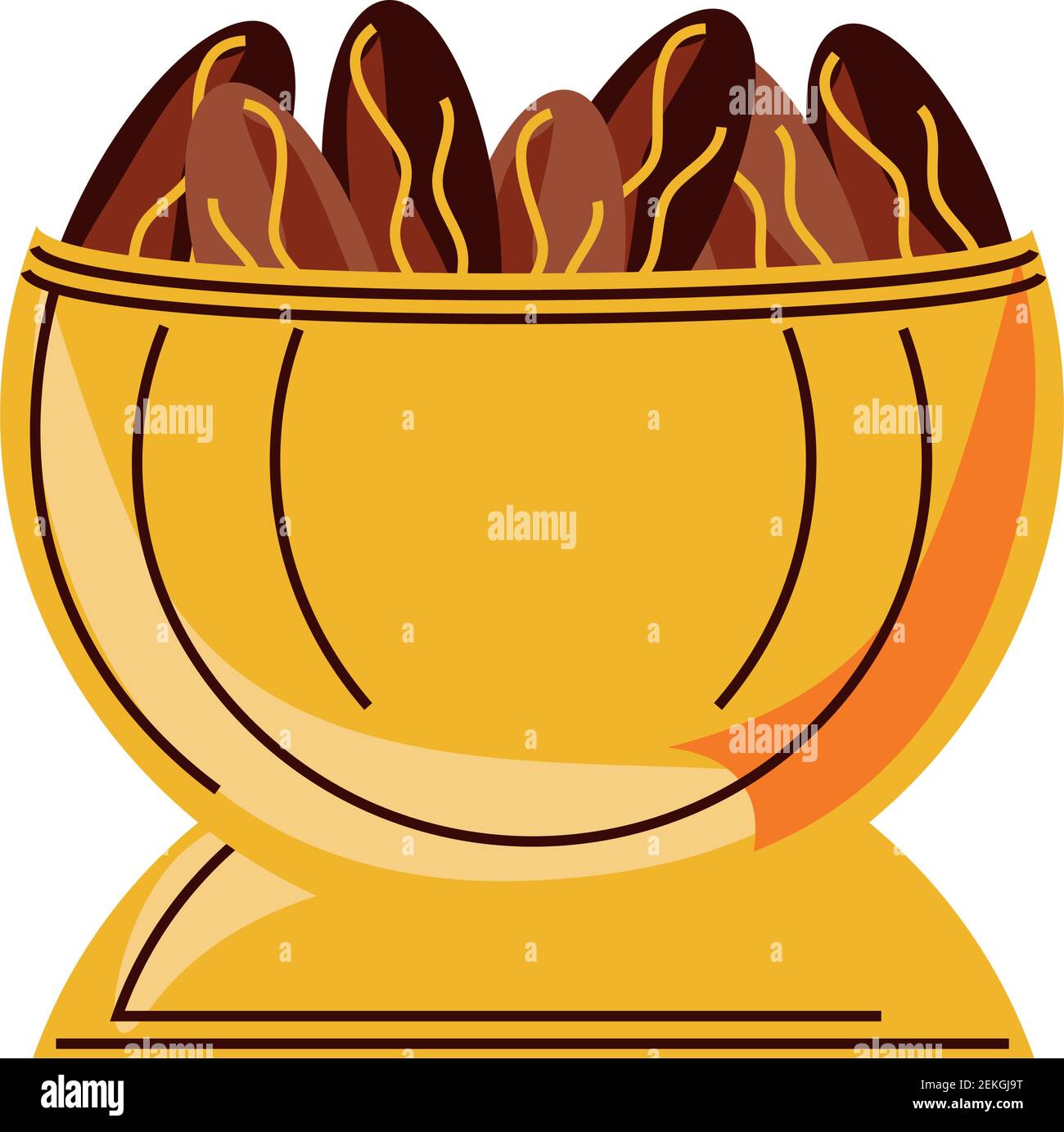 gold bowl with fruits food vector illustration cartoon isolated style ...