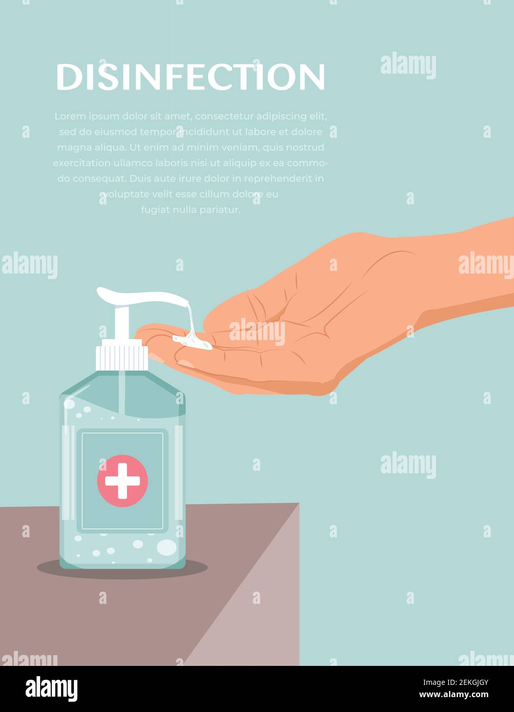 Banner of Clean Your Hands. Hand sanitizer. Personal hygiene. Using ...